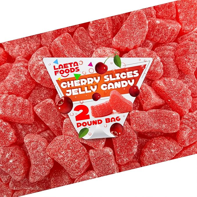 Cherry Slices Candy | 2 Pound Bag | Sugar Dusted Classic Jelly Fruit Slices | Bulk Red Candies ...