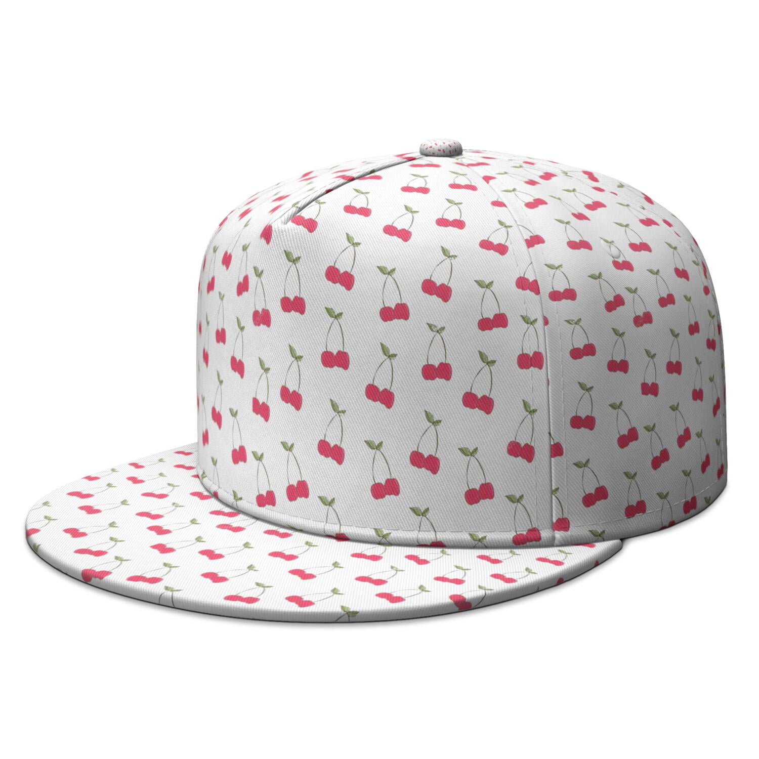 Cherry Snapback Hat - Sweet Red Fruit Print Adjustable Cap, Cute Kawaii ...