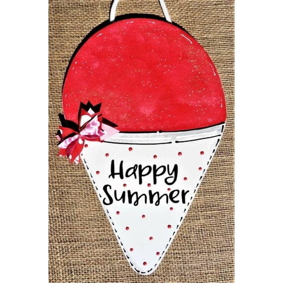 Cherry Sno Cone Sign Shaved Ice Snow Wall Door Hanger Glittered Summer ...