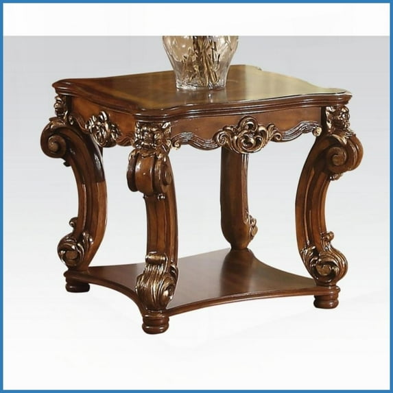 Cherry Square Coffee Table with Bottom Shelf, Space-Saving Living Room ...
