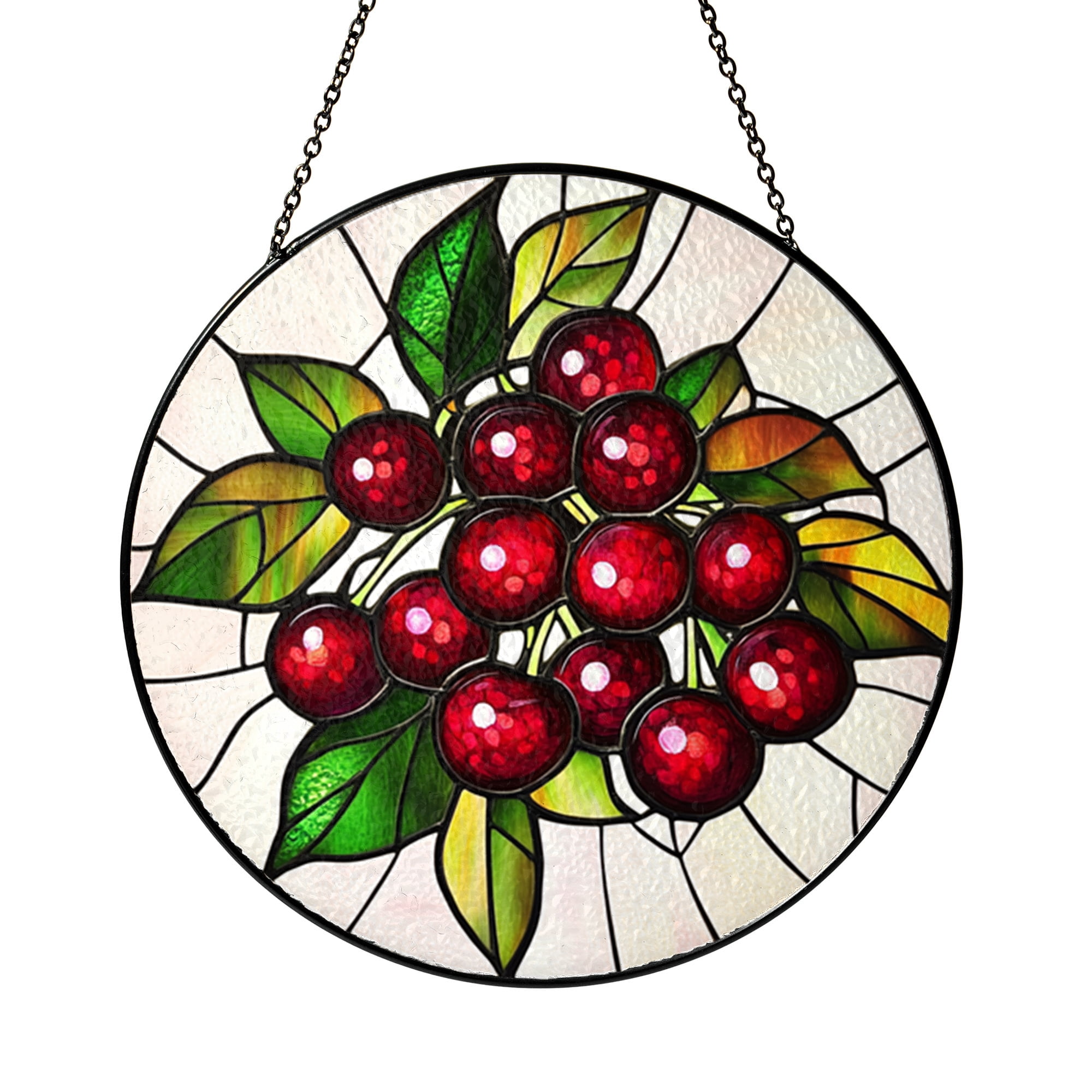 Cherry Stained Glass Suncatcher Cottagecore Window Art Sweet Fruit ...