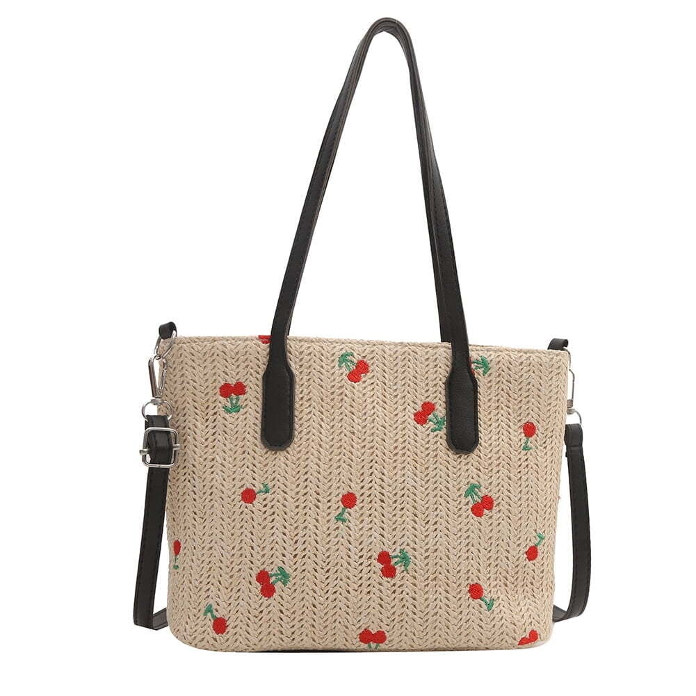 Cherry Straw Woven Tote Bag - Summer Beach Bag Handbag for Women ...