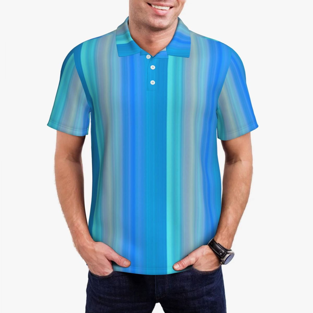 Cherry Striped Casual T-Shirts Vertical Stripes Polo Shirts Mens ...