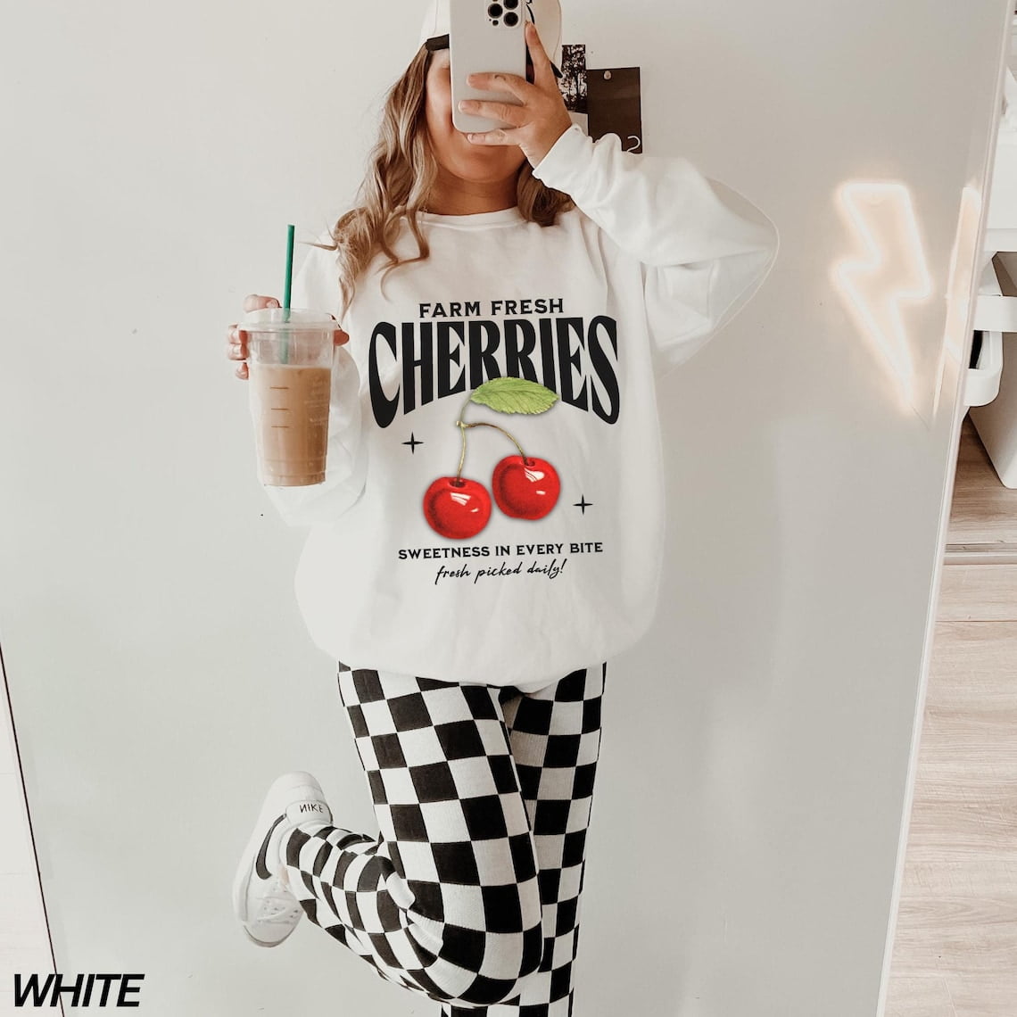 Cherry Sweatshirt, Retro Cherries Shirt, Farm Fresh Cherries Sweatshirt ...