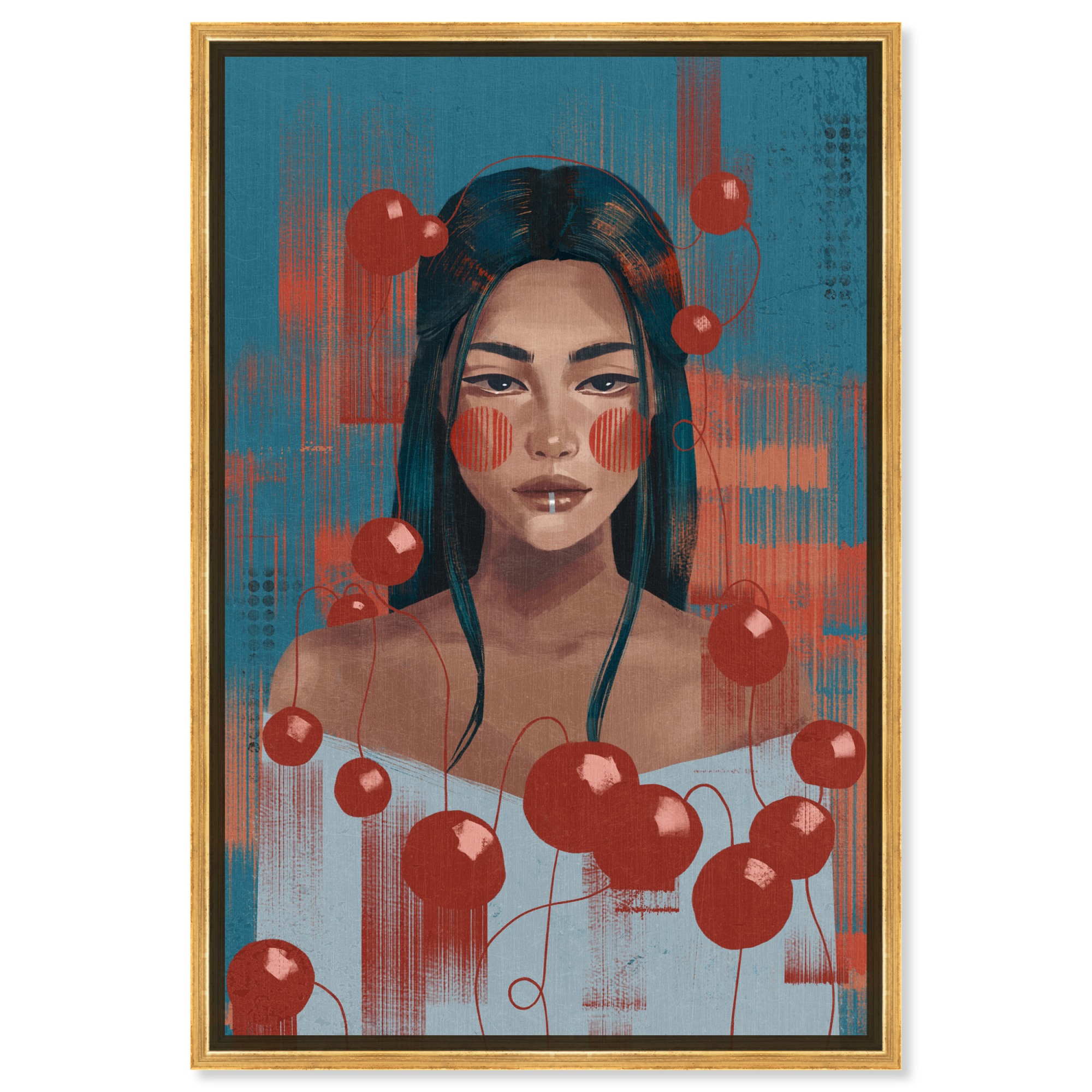 Cherry Sweet Canvas Modern Boho Portrait Wall Art by Art Remedy, Gold ...