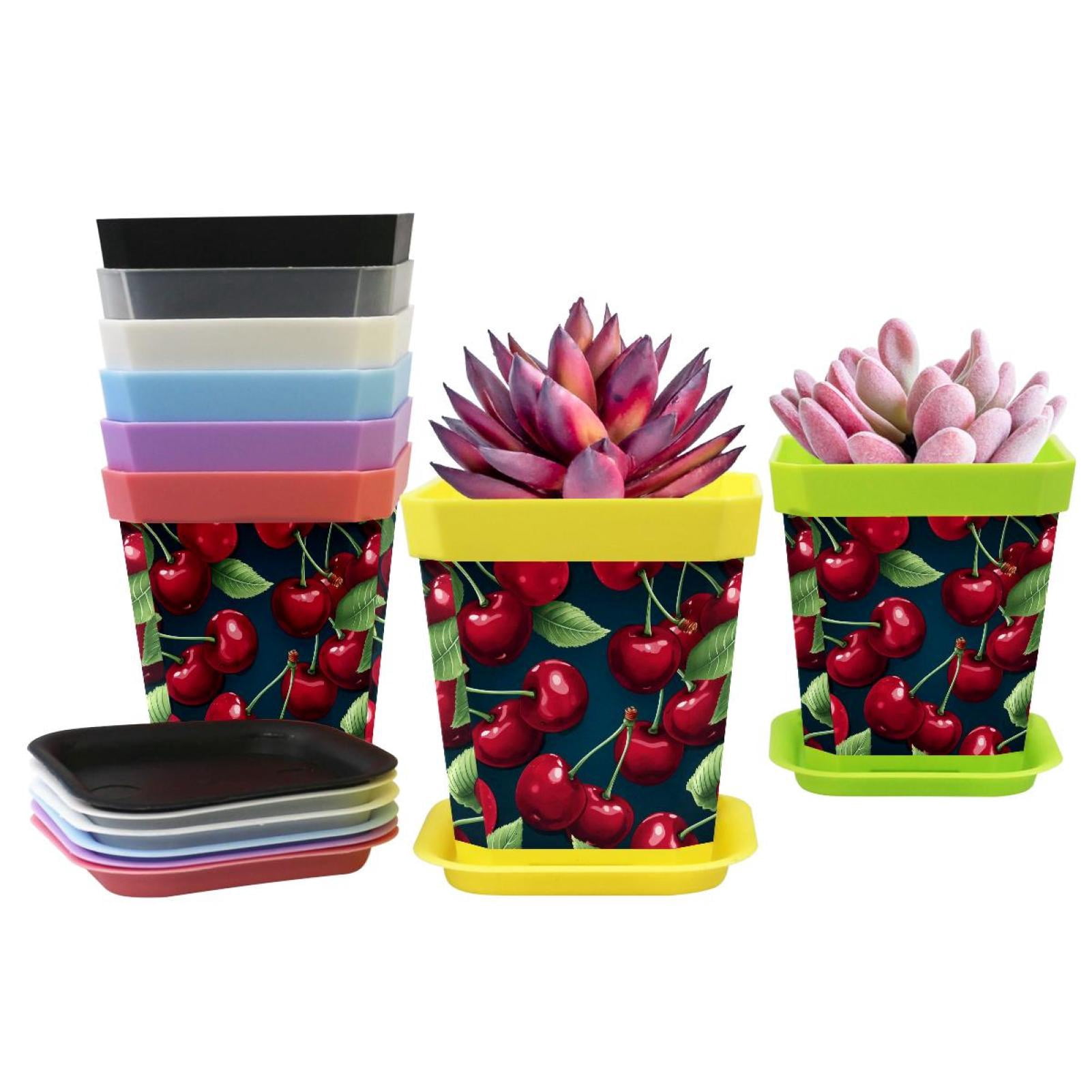 Cherry Sweet Prints Plant Pots - 2.75x3.14x1.96 in Square Planters with ...
