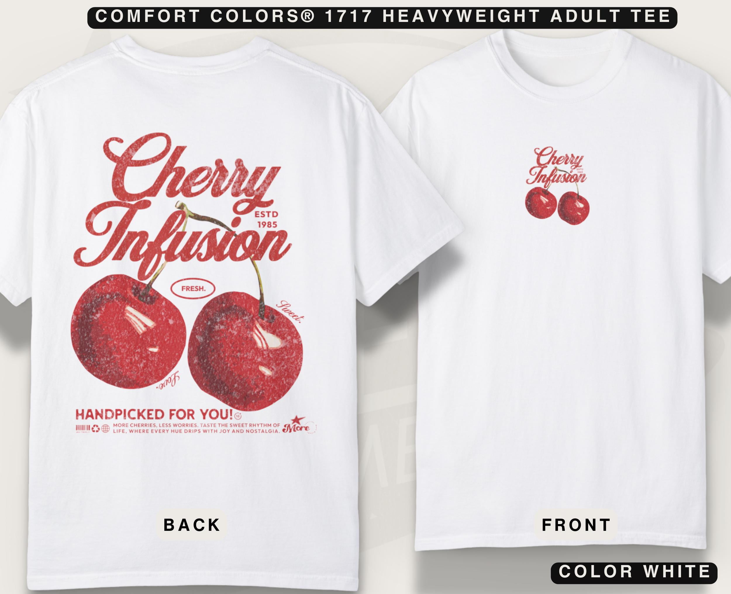 Cherry T-Shirt Retro -Inspired Fruit Tee, 90s Unisex Top Back Print ...