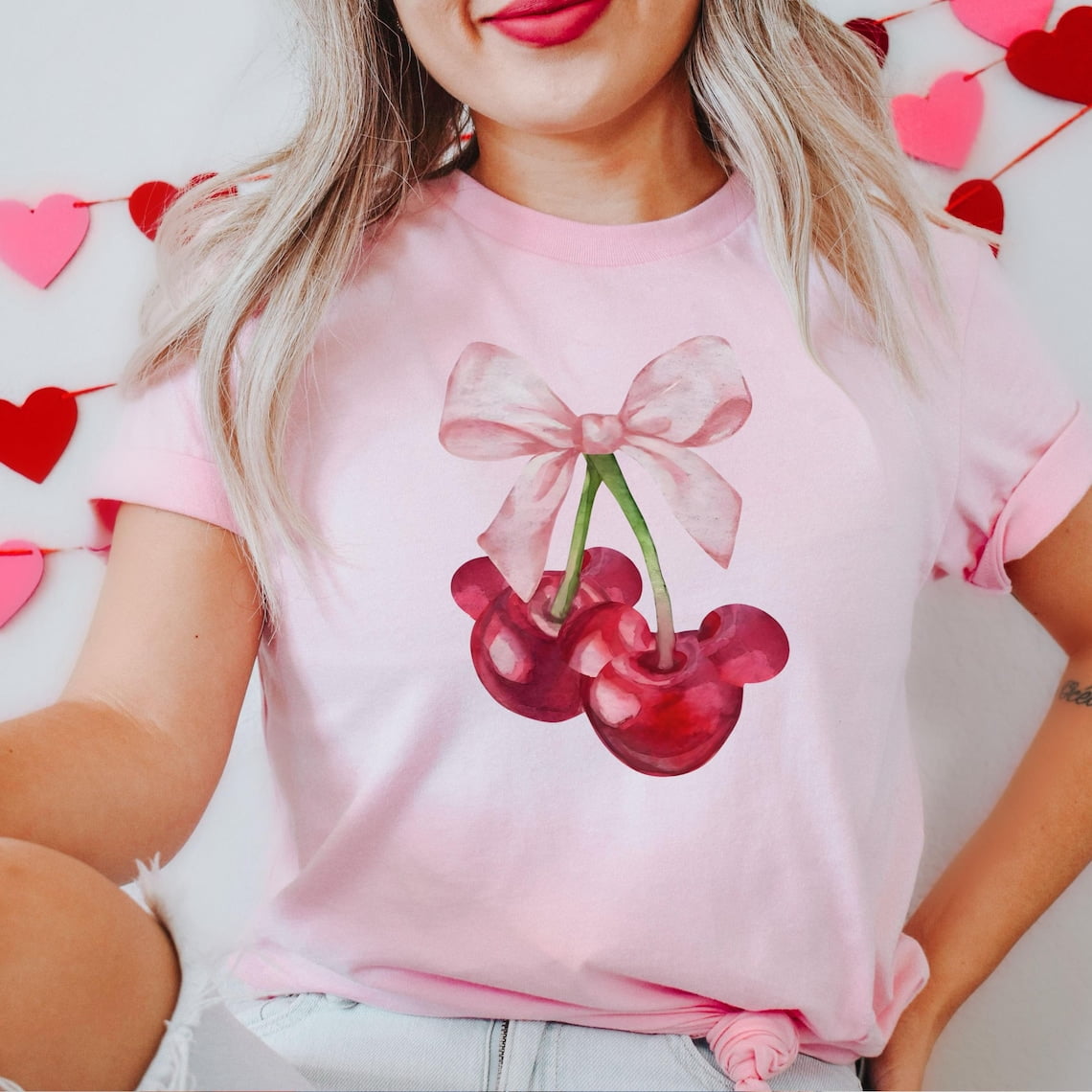 Cherry T-Shirt, Valentines Day Cherry Shirt, Disney Coquette Baby Tee ...