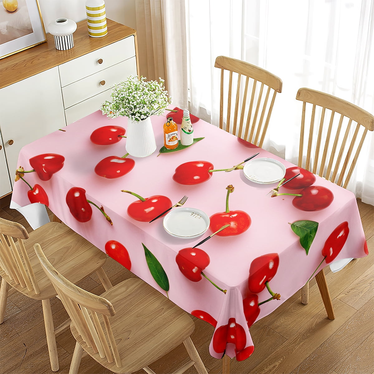 Cherry Tablecloth Red Cherry Fruit for Rectangle Tablecloth Home r ...