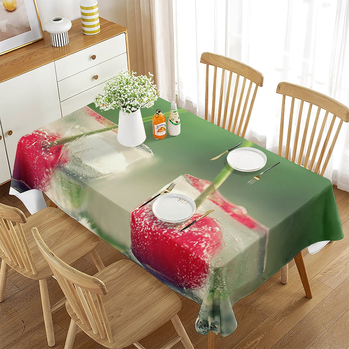 Cherry Tablecloth Red Cherry Fruit for Rectangle Tablecloth Home r ...