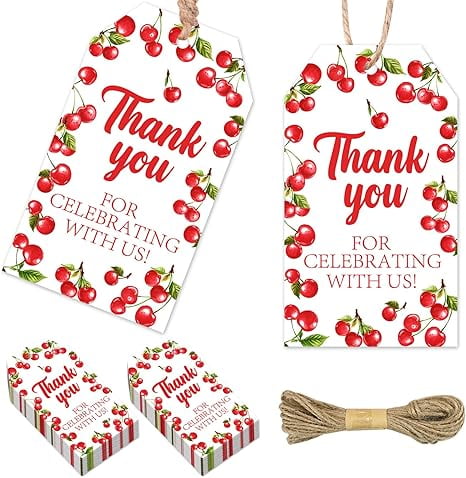 Cherry Theme Party Favor Tags, 50pcs Thank You for Celebrating With us ...