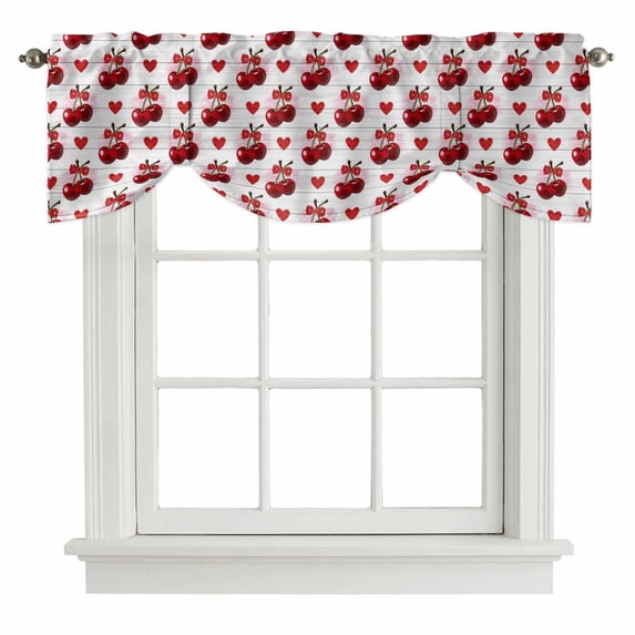Cherry Tie Up Valance Curtains Watercolor Red Fruit Love Wave Point ...