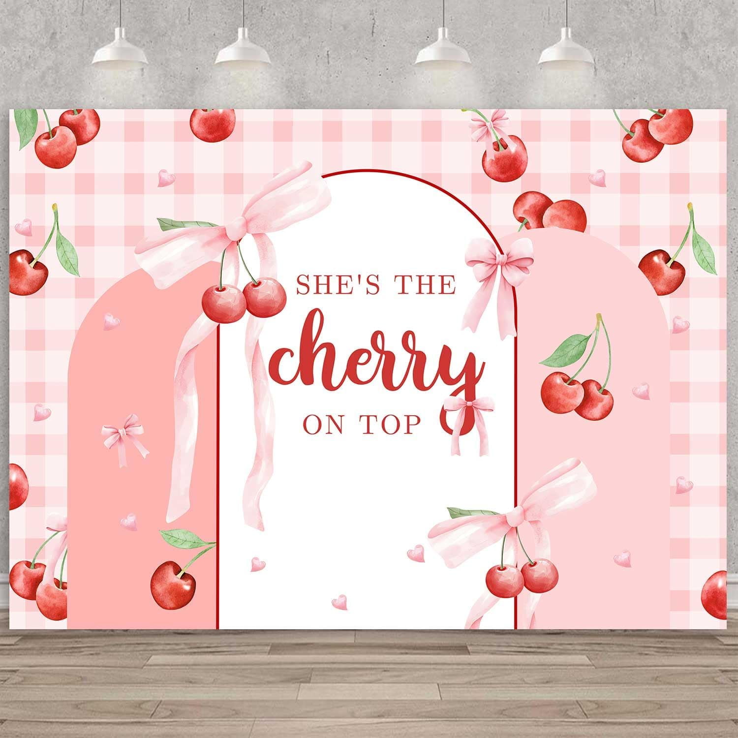 She's The Cherry on Top Baby Shower Backdrop Cherries Theme Bridal ...