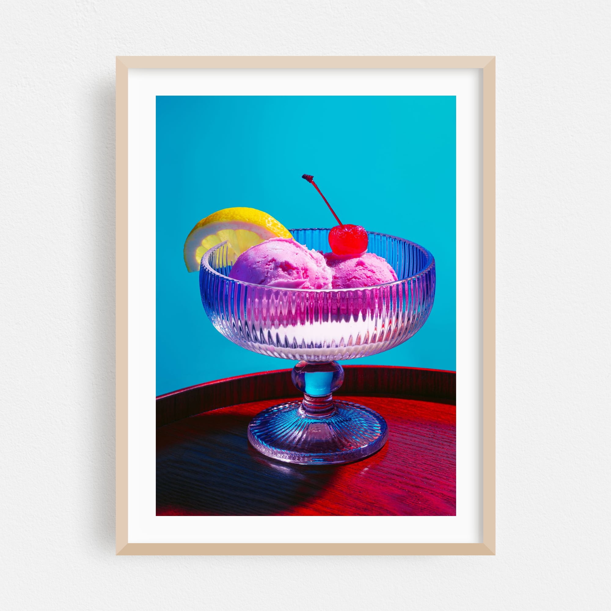 Cherry-Topped Sorbet - Photography Dessert Fruit Pop Art Kitchen Decor ...