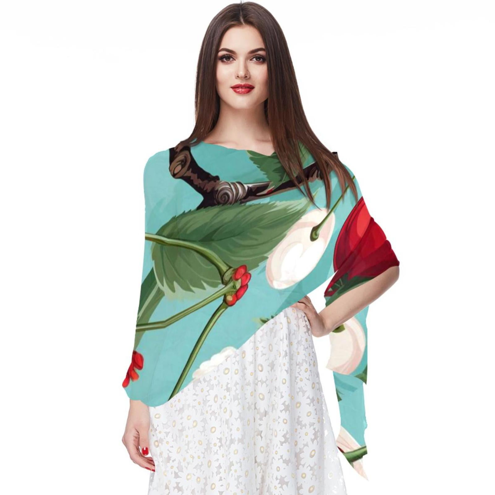 Cherry Translucent Light and Breathable Chiffon Silk Scarf 70.86x28.7in ...