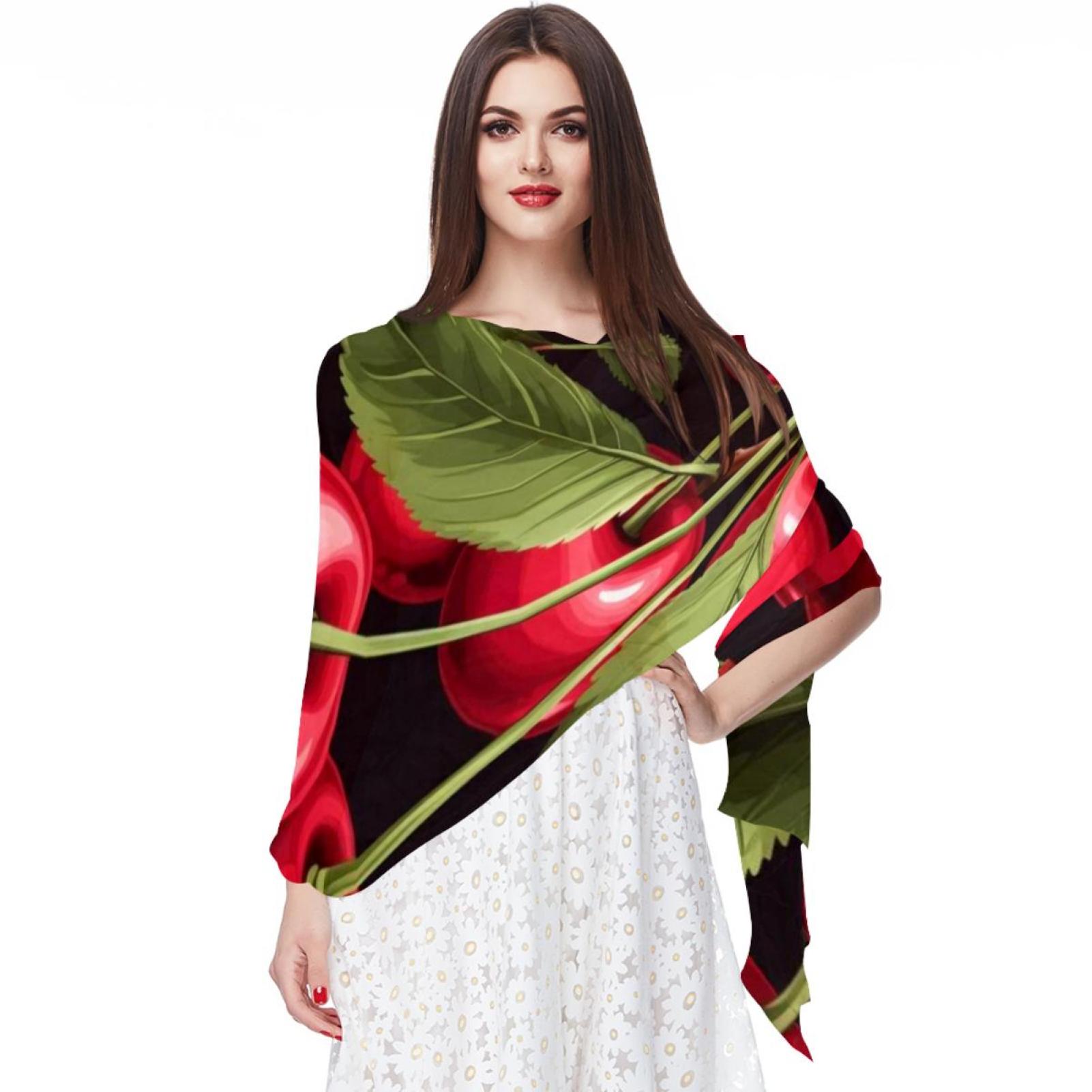 Cherry Translucent Light and Breathable Chiffon Silk Scarf 70.86x28.7in - Stunning Sheer Wrap ...