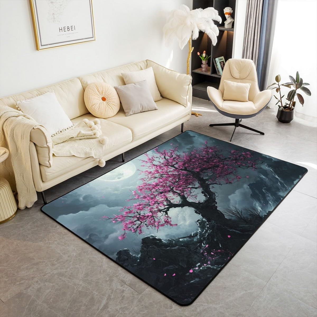 Cherry Tree Area Rug,Japanese Aesthetic Cherry Blossoms No Shedding ...