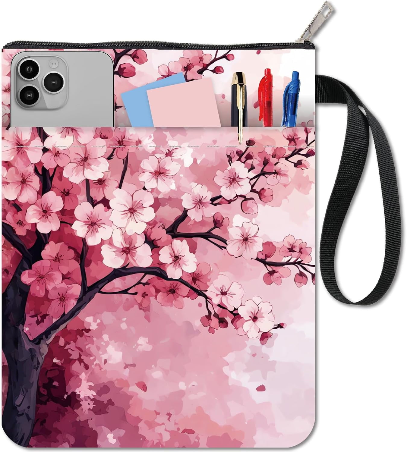 Cherry Tree Book Sleeve Protector with Zipper Waterproof Canvas Pouch ...