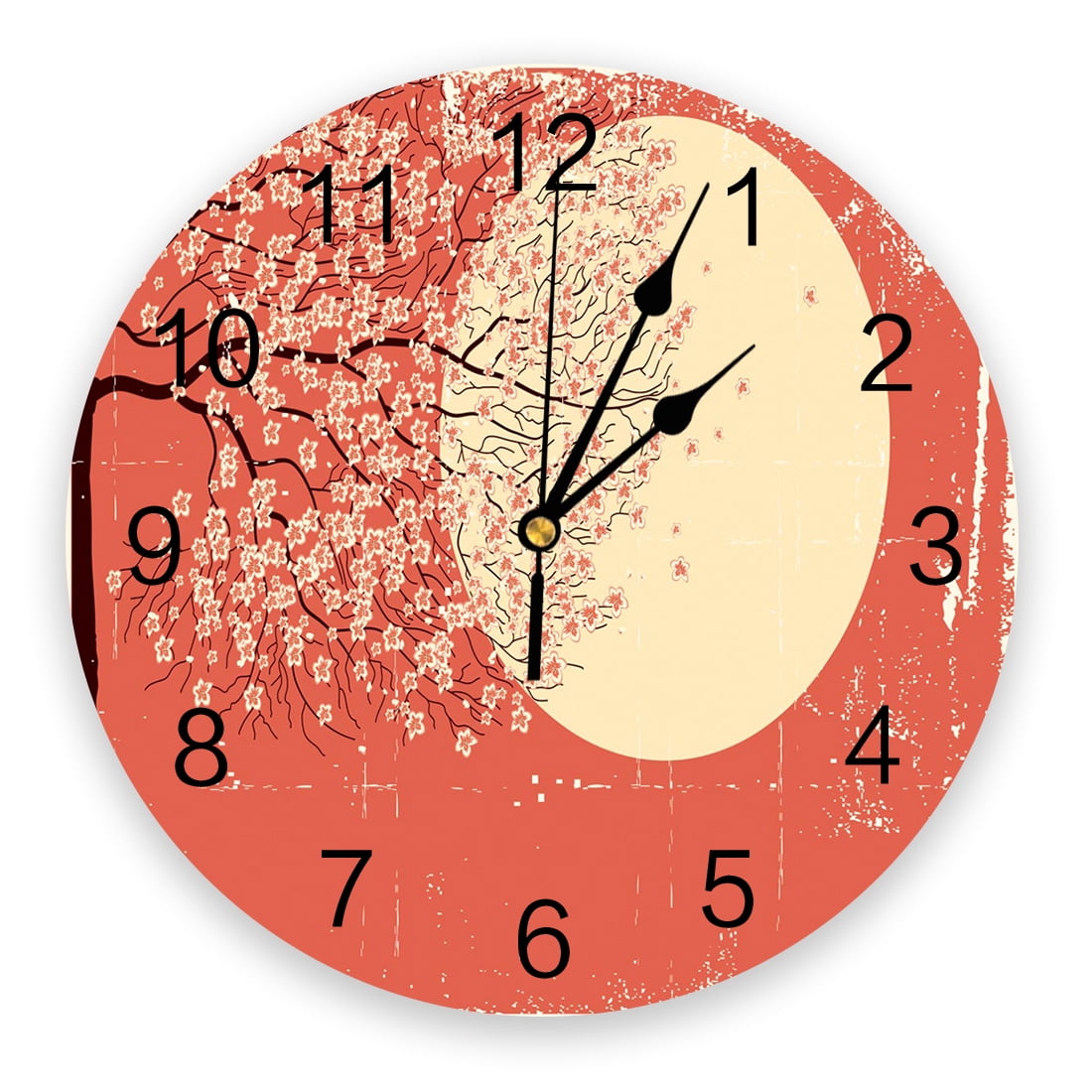 Cherry Trees Blossom Moon Wall Clock Modern Design Living Room ration ...