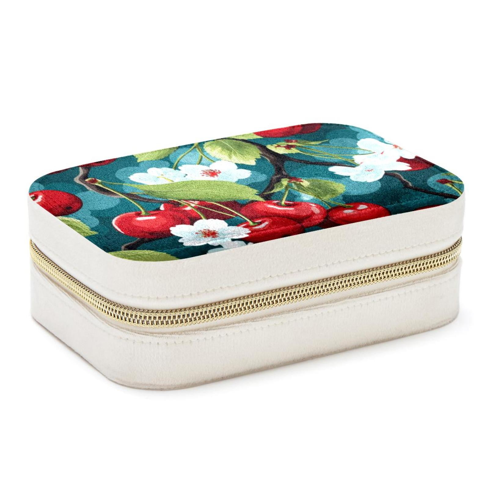 Cherry Velvet Portable Jewelry Box with Removable Compartment - Stylish ...