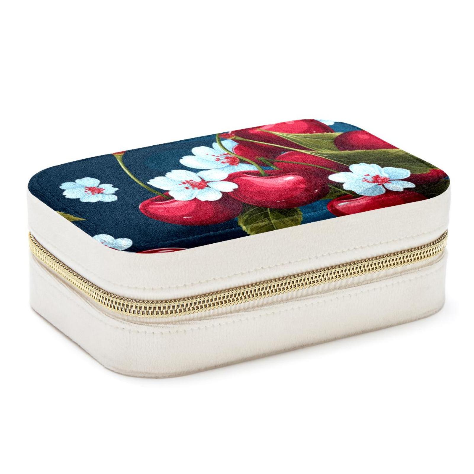 Cherry Velvet Portable Travel Organizer Box with Removable Compartment ...