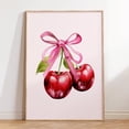 Cherry Wall Art Print Trendy Wall Print Pink Bow Wall Art Pink Girly ...