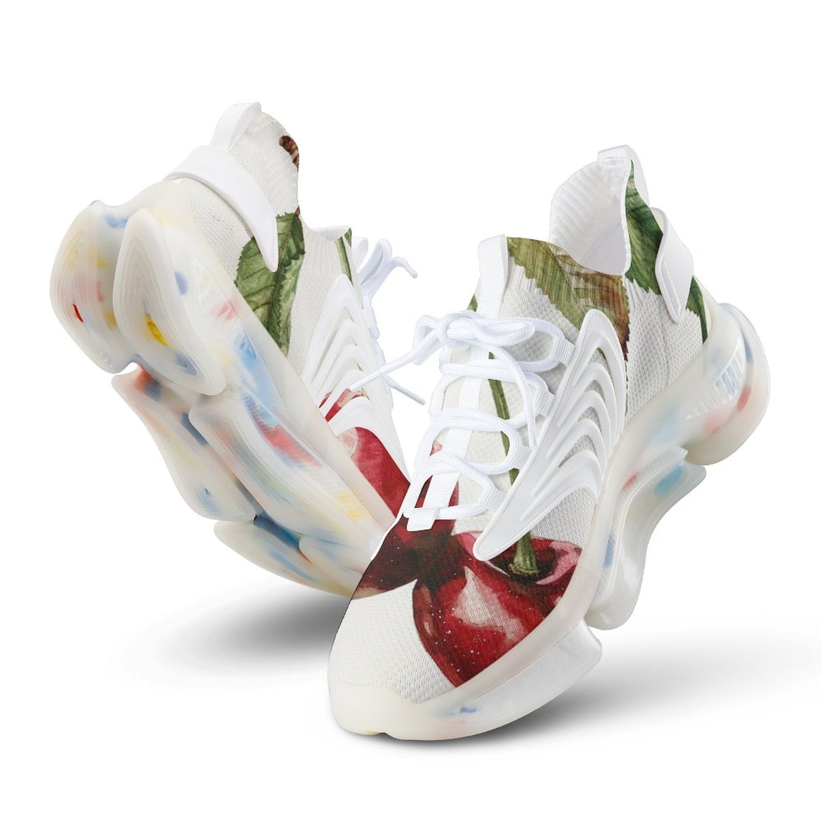 Cherry Watercolor with Leaves Walking Shoes for Men Woman Lightweight ...
