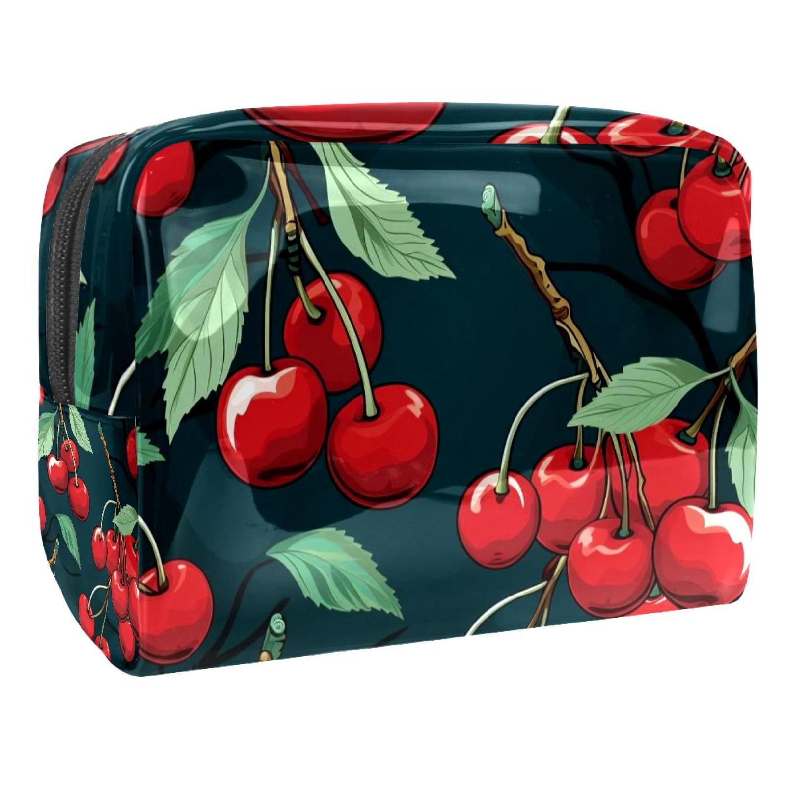 Cherry Waterproof PVC Cosmetic Bag with Zipper for Ladies and Girls ...
