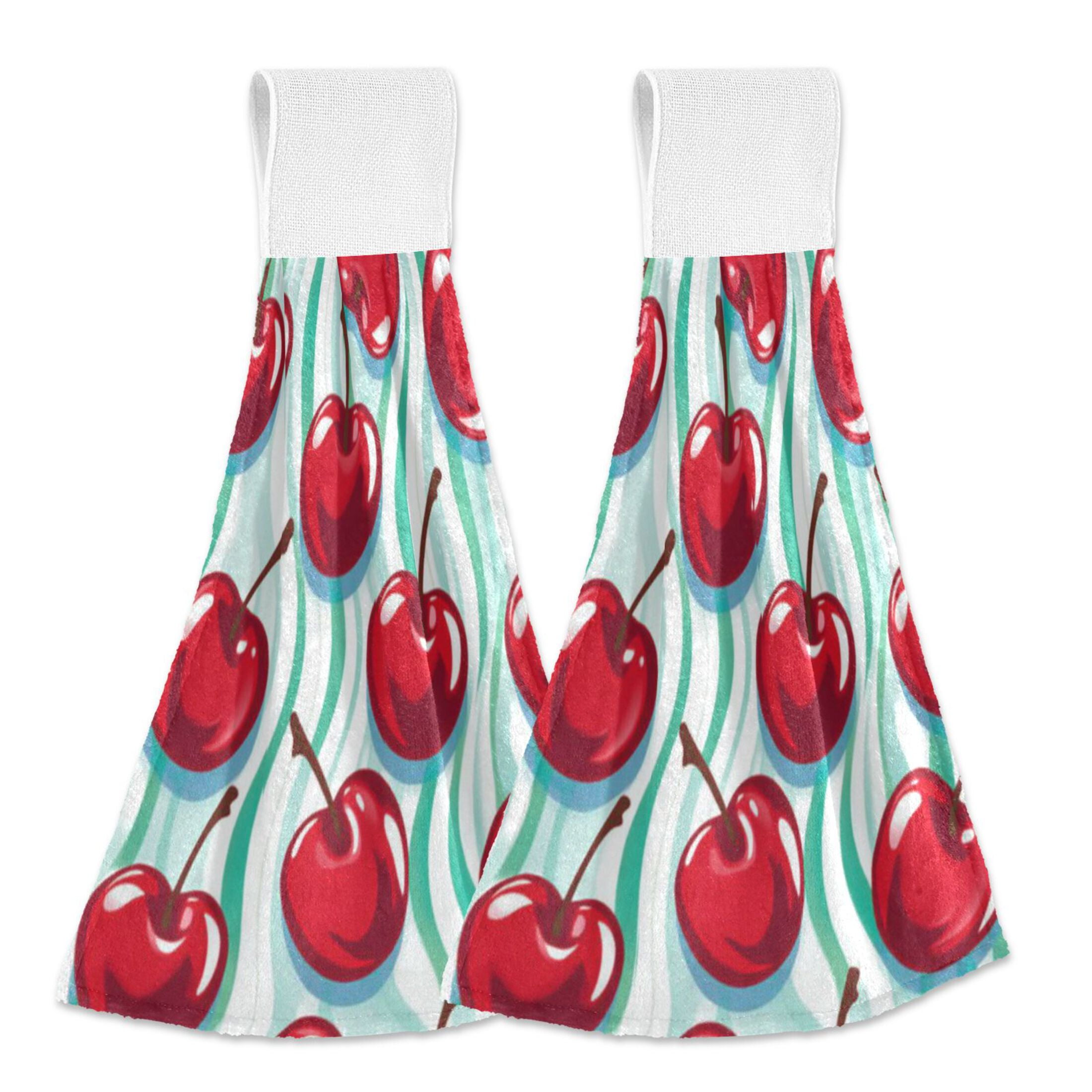Cherry Waves Hand Towels 2 Pack Quick Drying Home Storage Kitchen Towel ...