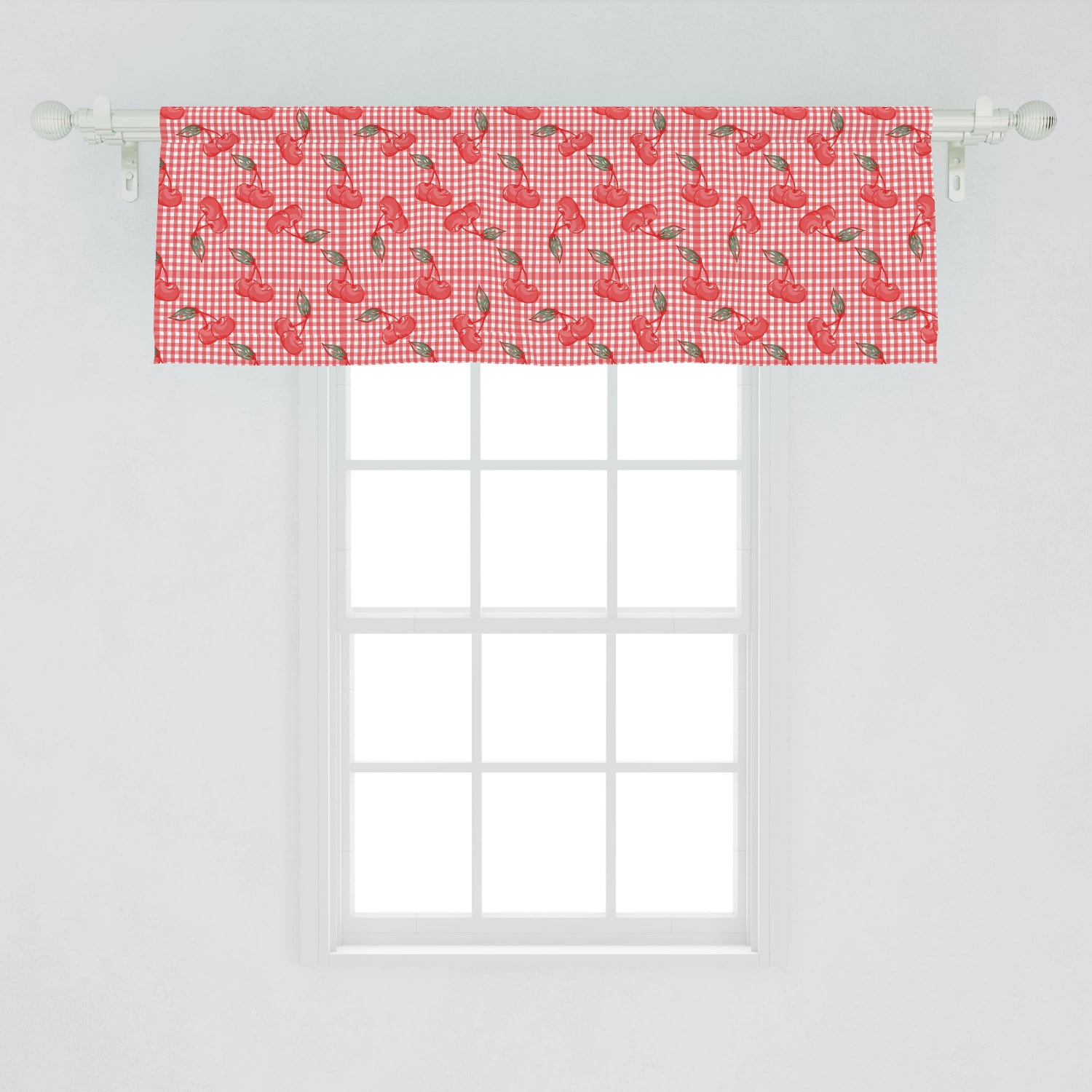 Cherry Window Valance, Continuous Design of Doodle Summer Fruit with ...