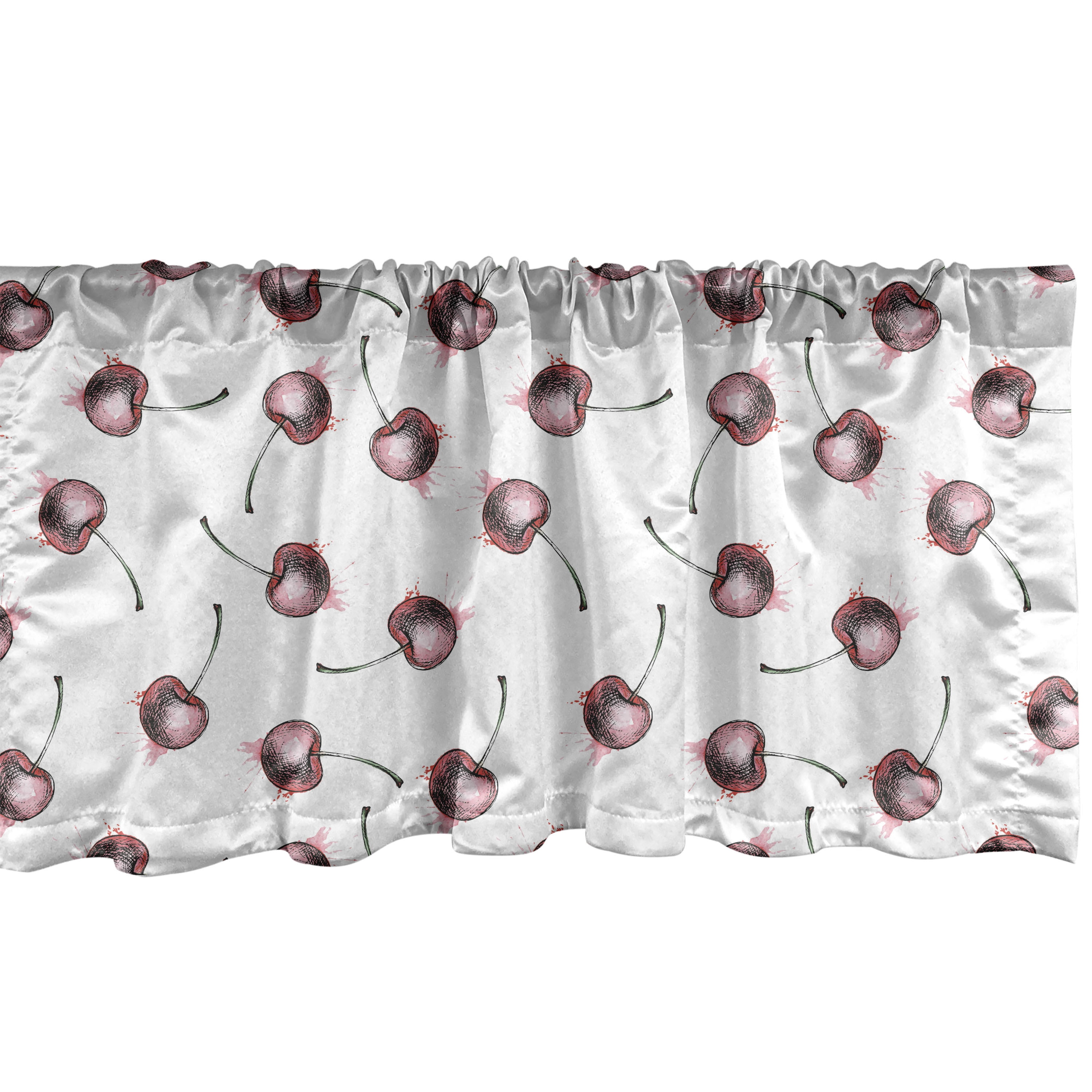 Cherry Window Valance, Illustration of Grunge Style Sketchy Fruit ...