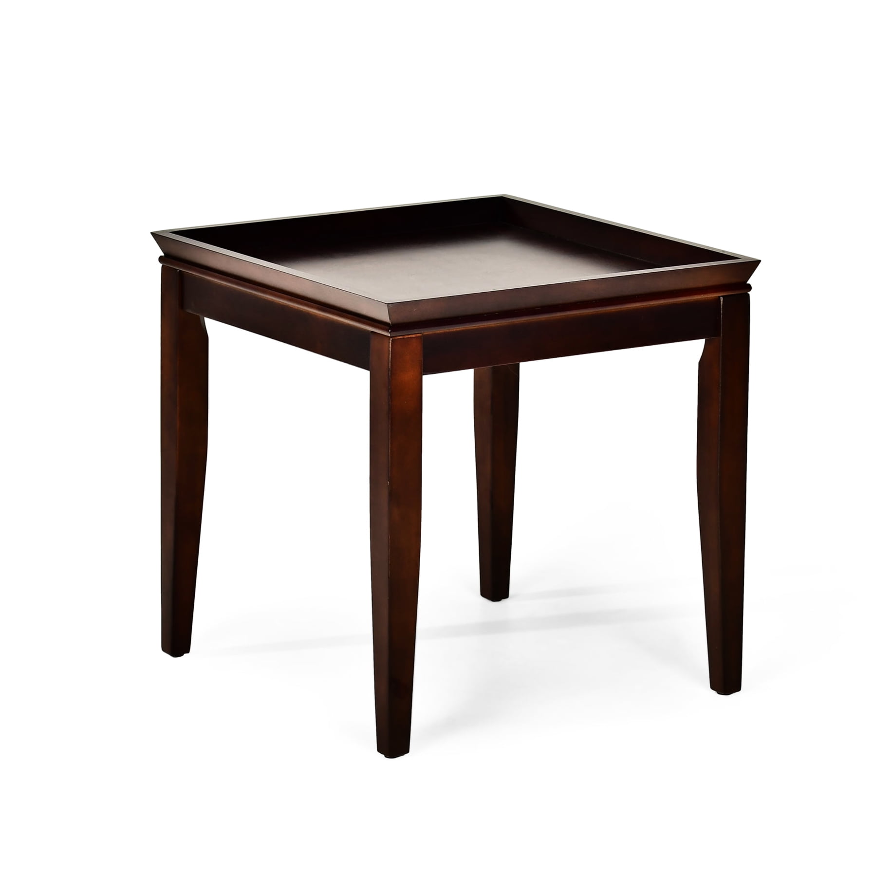 Cherry Wood End Table - Sleek Design, Stable Tapered Legs Contemporary Solid Wood, Tray Feature ...
