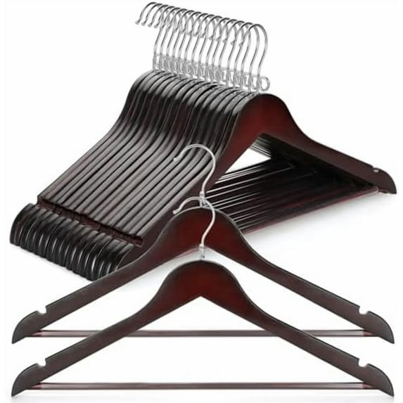 Cherry Wood Hangers 30 Pack, Space Saving Coat Hanger with 360° Swivel ...