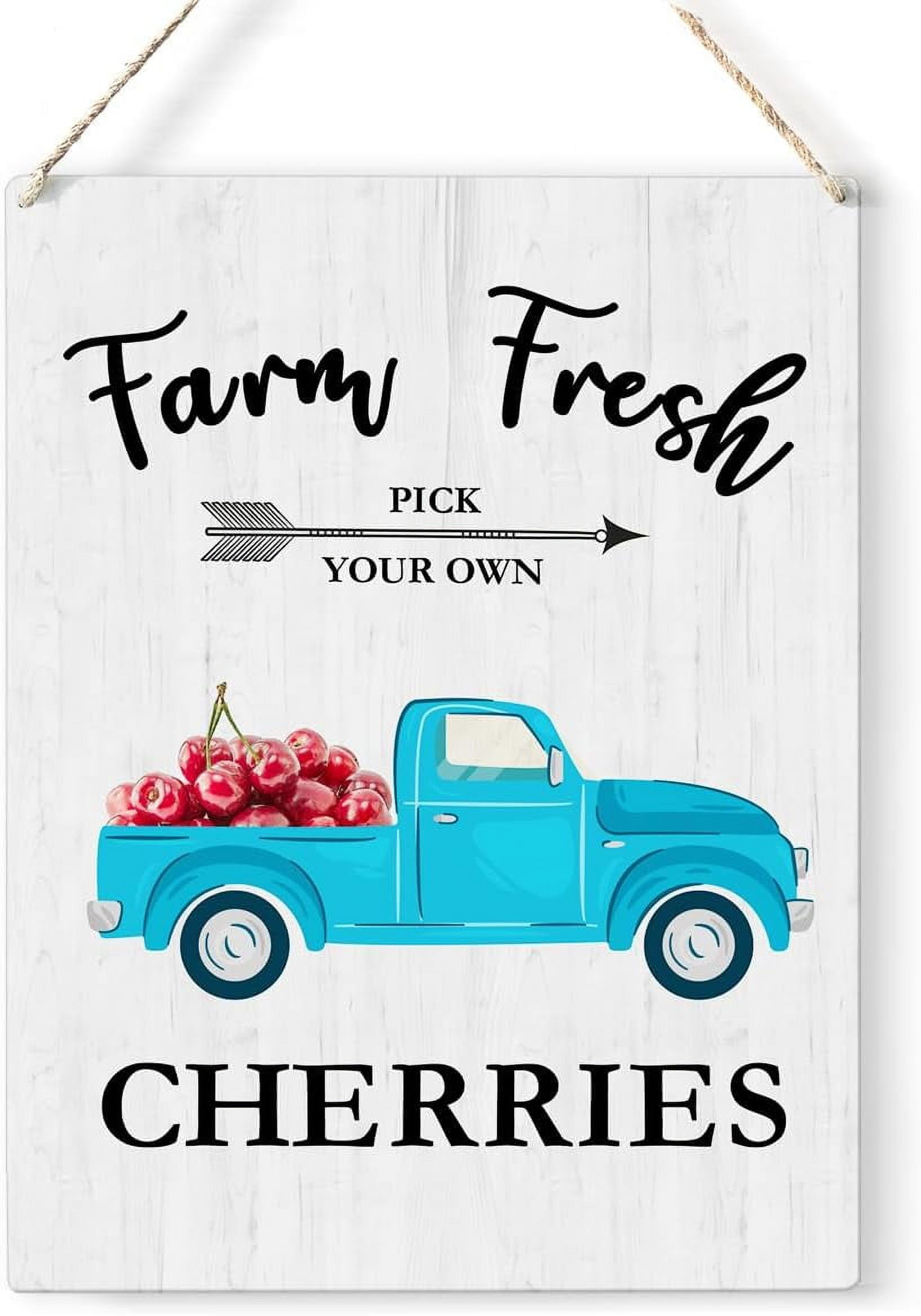 Cherry Wood Sign Cherries Truck Wooden Signs Rustic Summer Hanging ...