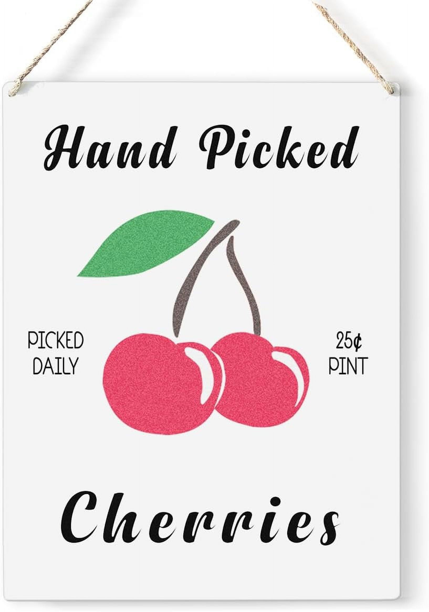 Cherry Wood Sign Hand Picked Cherries Wooden Signs Rustic Summer ...