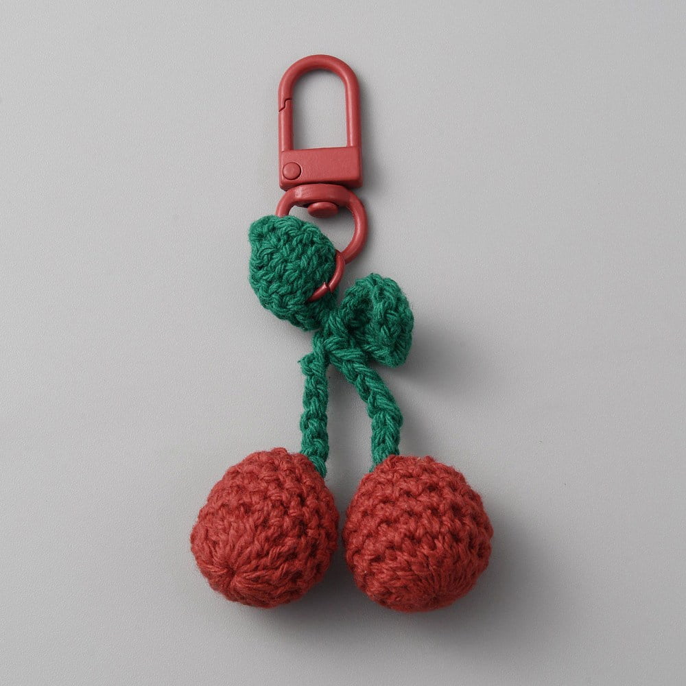 Cherry Wool Knitting Pendant Decorations for Keychain Earphone Bag Gift ...