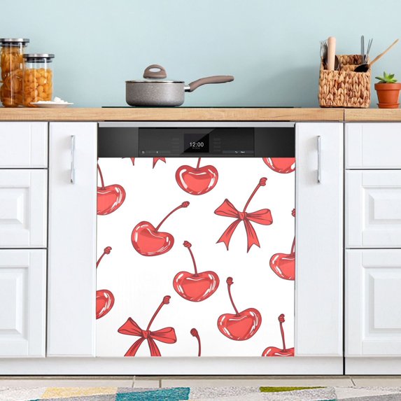 Cherry and Bow Dishwasher Magnet Cover Magnetic Fridge Door Cover Home ...