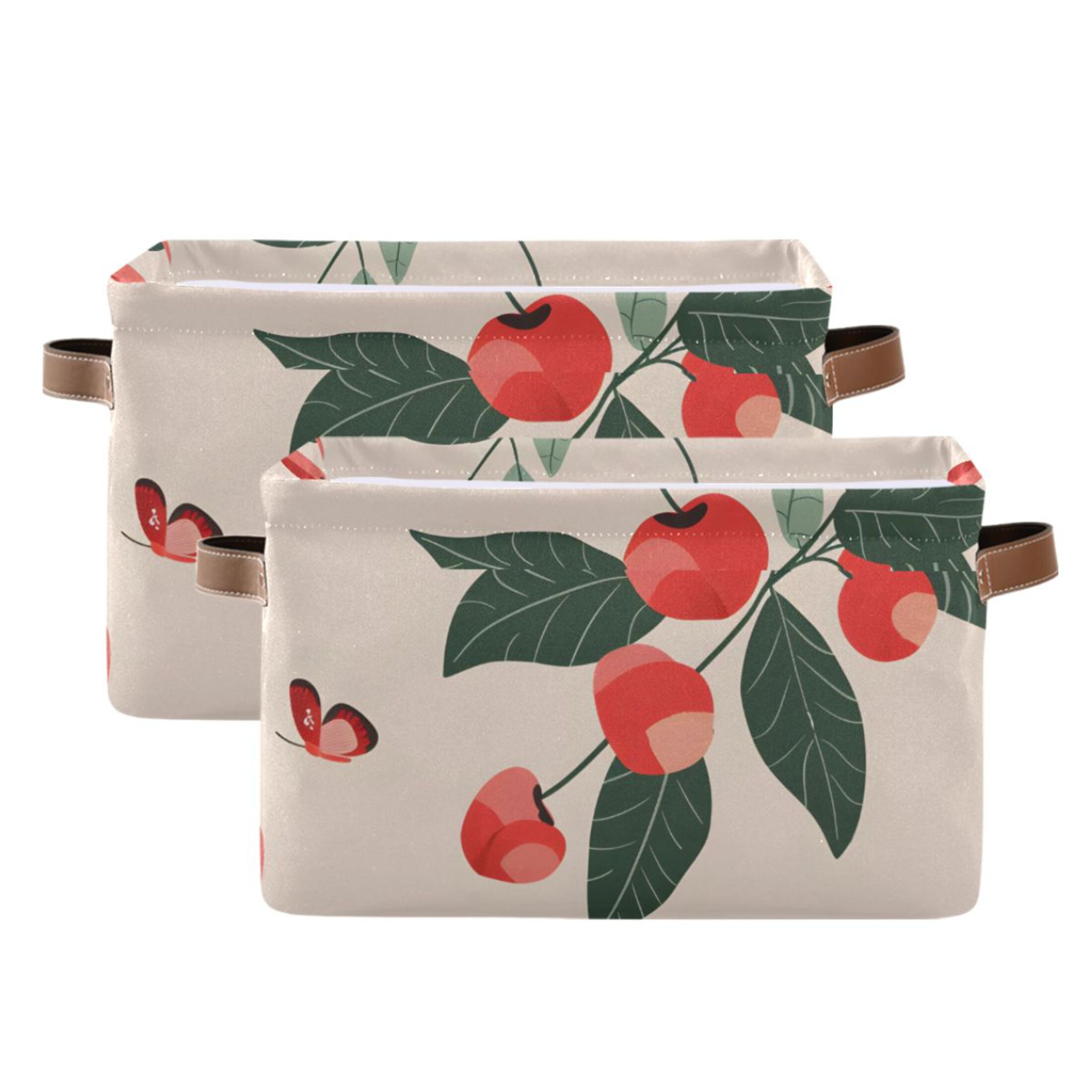 Cherry and Butterfly Flying Storage Basket Large Foldable Storage Bin ...
