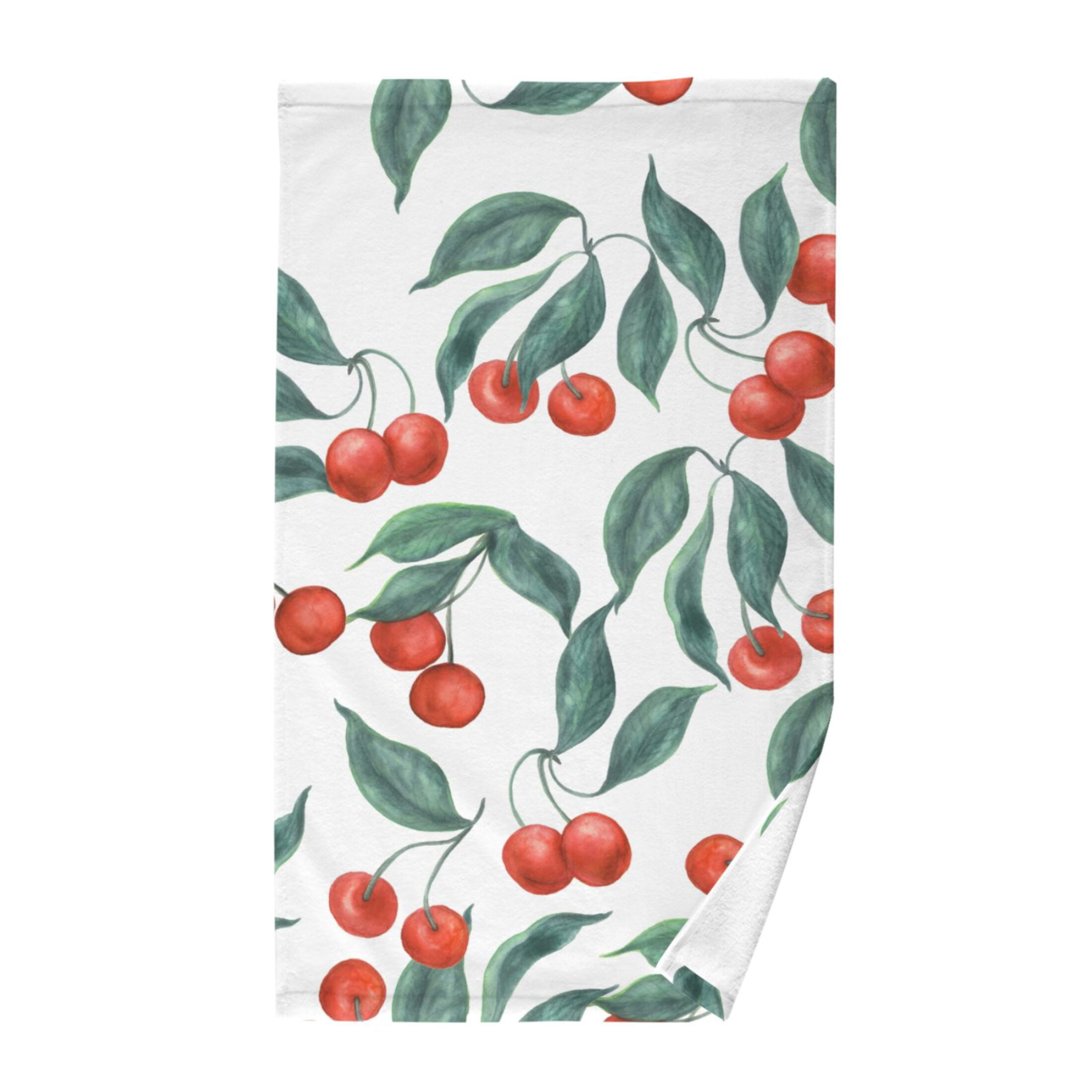 Cherry and Leaf Cotton Face Towels Soft Hand Towel Absorbent Bathroom ...