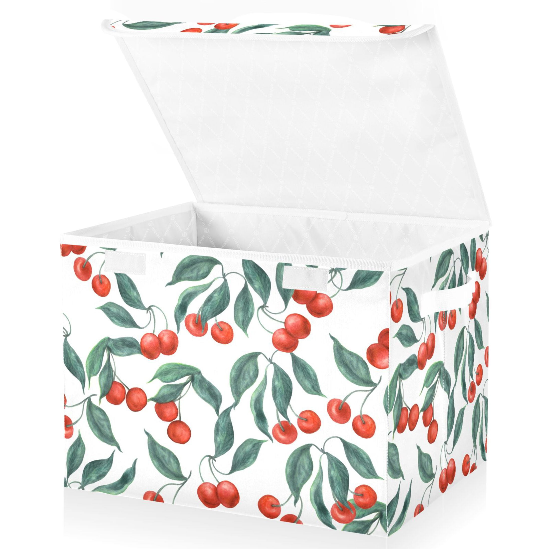 Cherry and Leaf Large Lidded Bin Foldable Storage Baskets Boxes Cubes ...