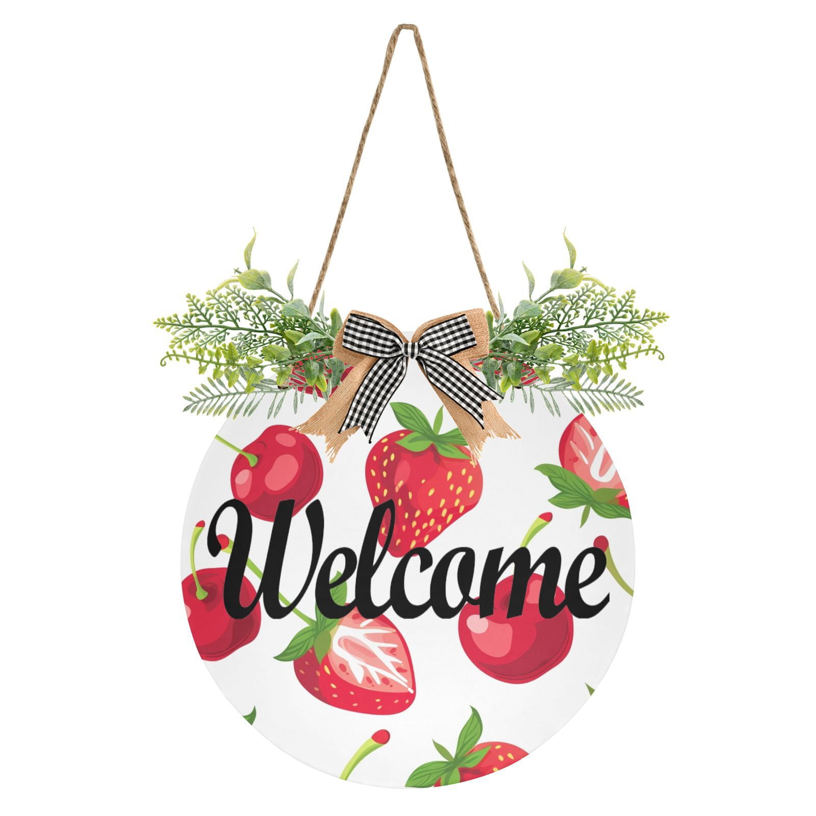 Cherry and Strawberry Welcome Sign for Front Door Wreath Door Sign for ...