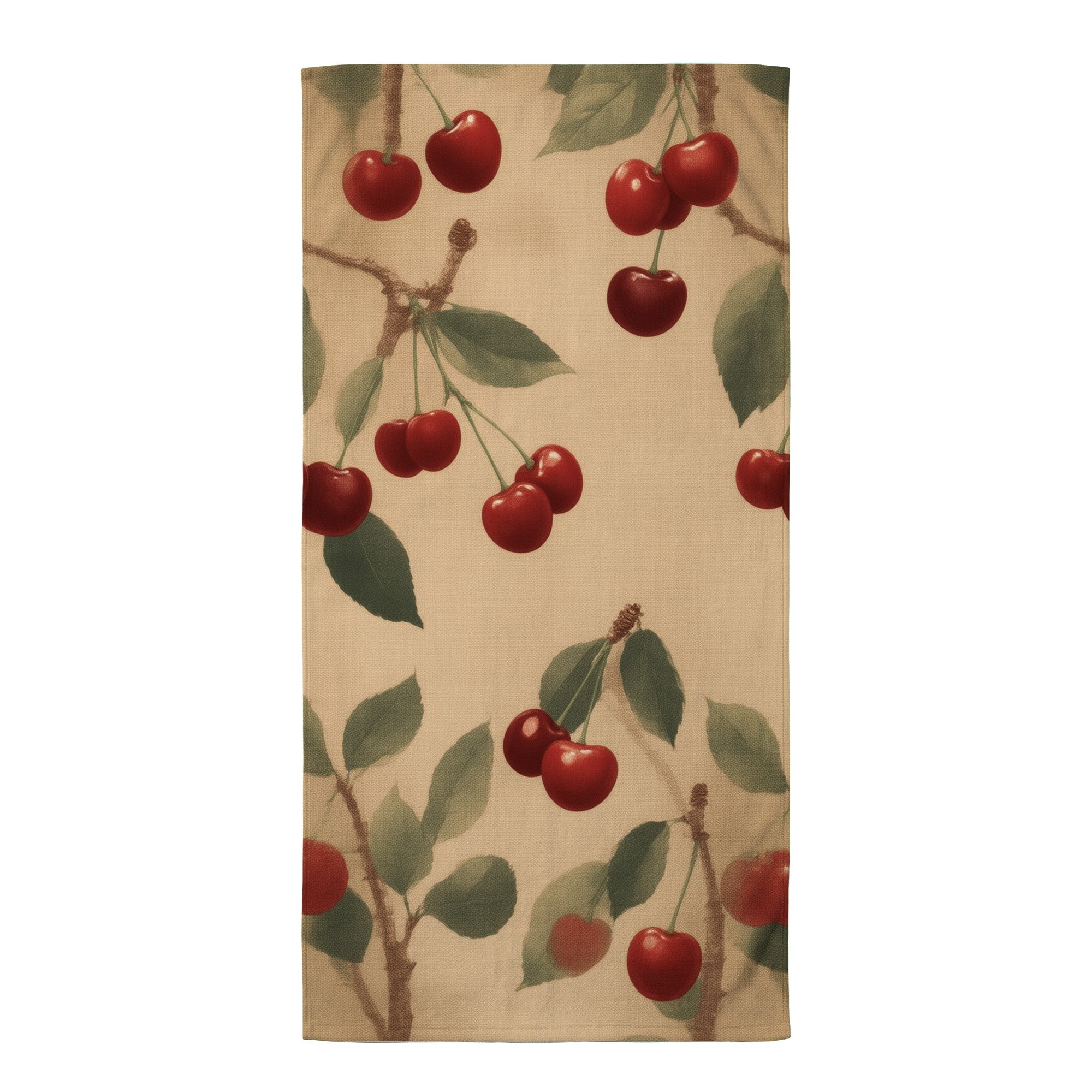 Cherry beach towel A pattern of cherries on a branch with leaves beach ...