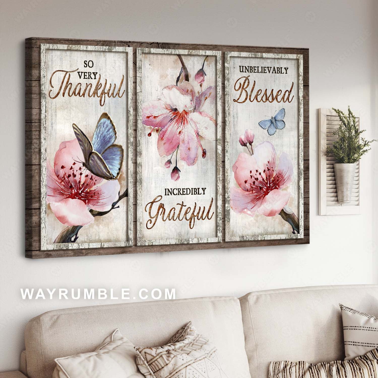 Cherry blossom, Blue butterfly, Positive quote, Thankful, Grateful ...