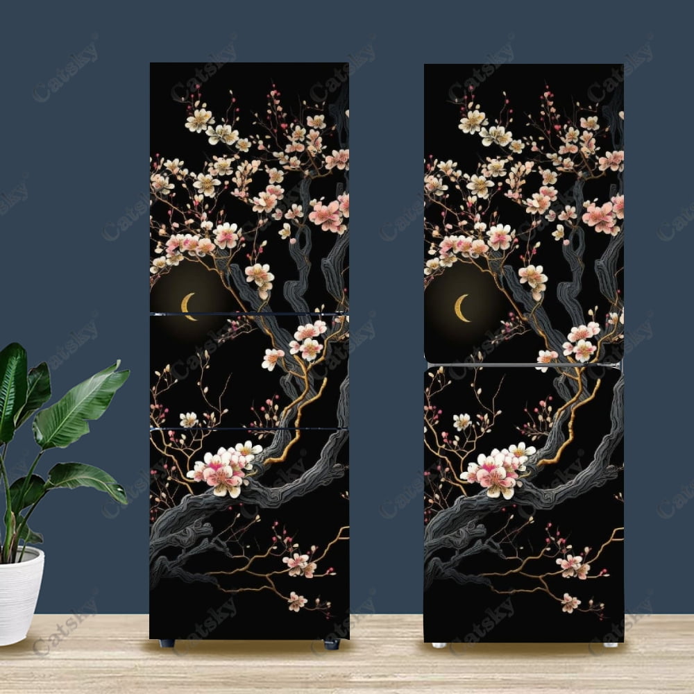 Cherry blossoms Refrigerator Stickers Home Decor Kitchen Murals DIY ...