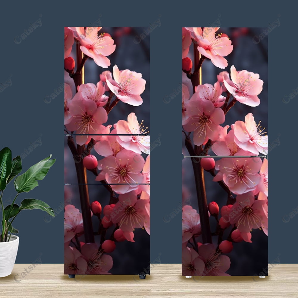 Cherry blossoms Refrigerator Stickers Home Decor Kitchen Murals DIY ...
