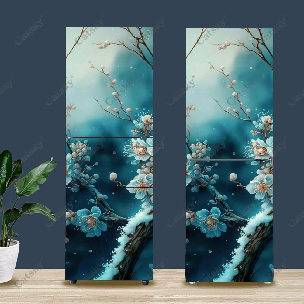Cherry blossoms Refrigerator Stickers Home Decor Kitchen Murals DIY ...