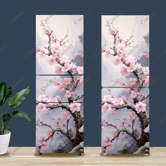 Cherry blossoms Refrigerator Stickers Home r Kitchen Murals DIY Wall ...