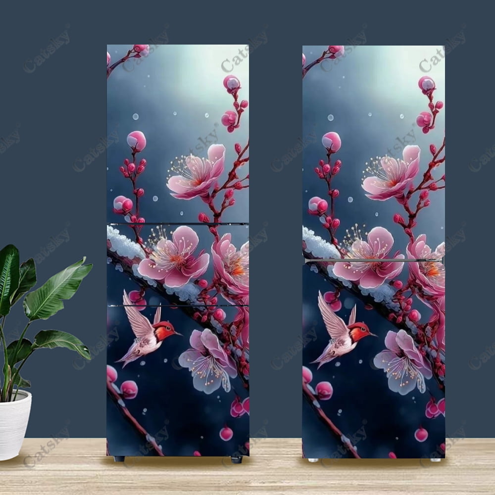 Cherry blossoms Refrigerator Stickers Home r Kitchen Murals DIY Wall ...
