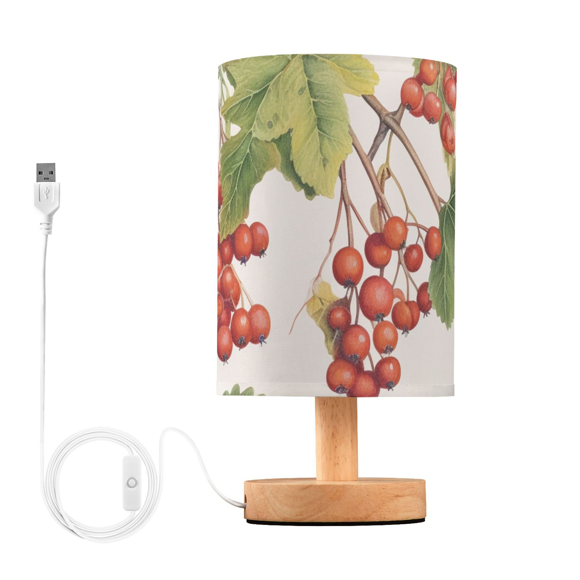 Cherry on Trees Bedside Table Lamp LED Warm Lights with USB Charging ...