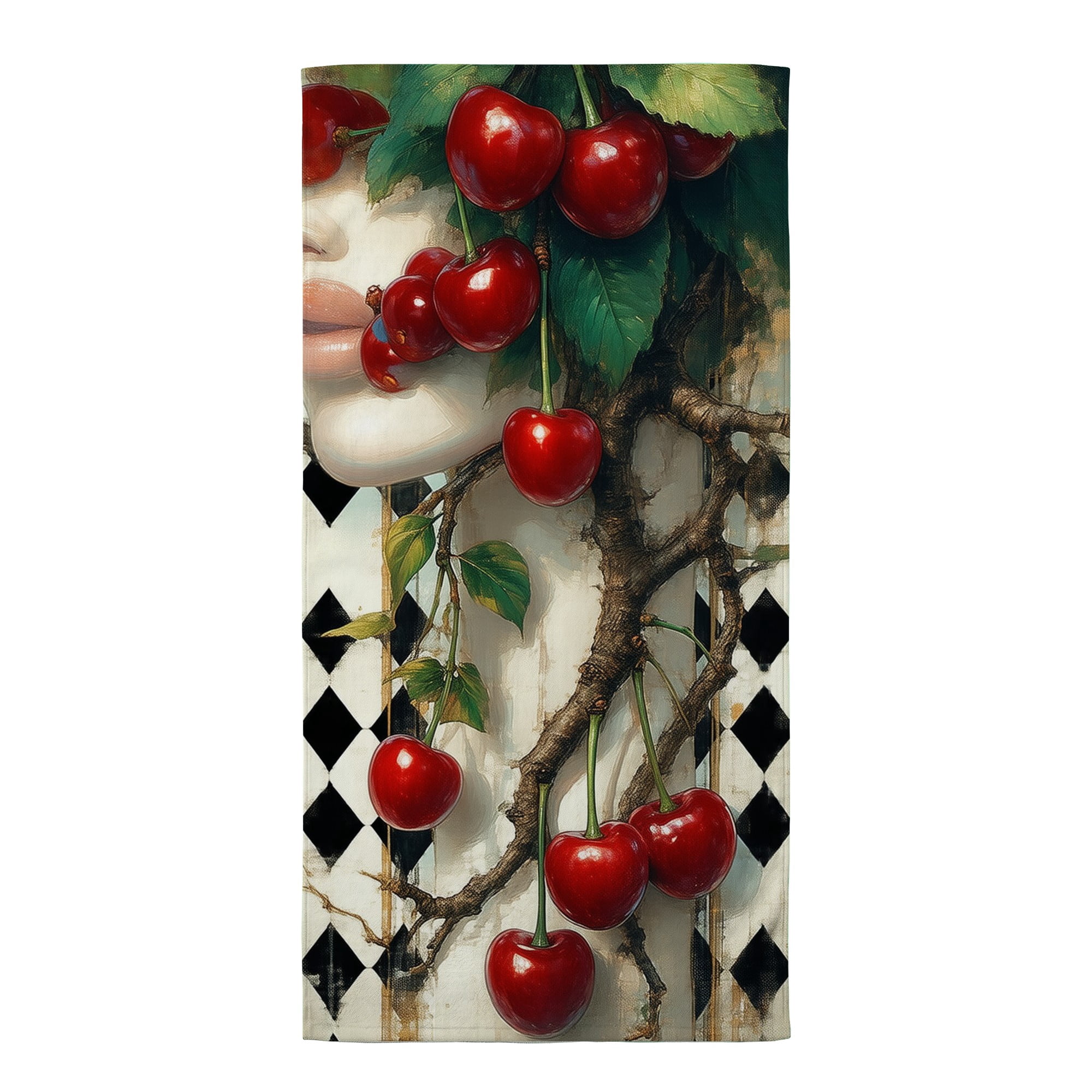 Cherry towels A painting of cherries hanging from a tree branch best ...